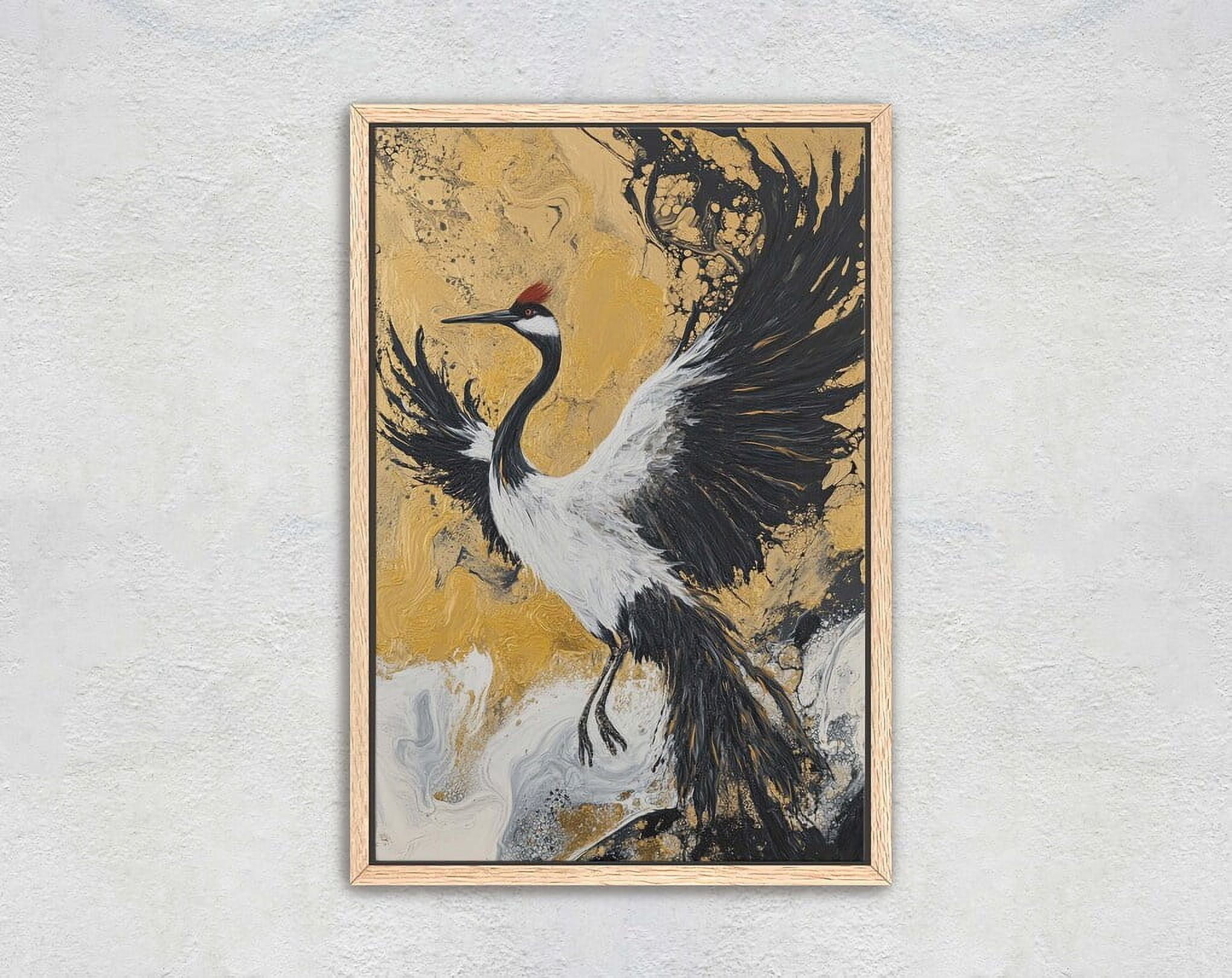 Kna Prints - 1 Pc Poster Japanese Crane, Gold Crane, Wabi Sabi, Bird ...