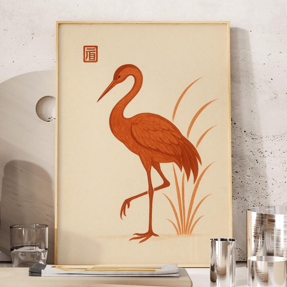Kna Prints - 1 Pc Poster Japanese Crane Wall Art Print, Wabi Sabi ...