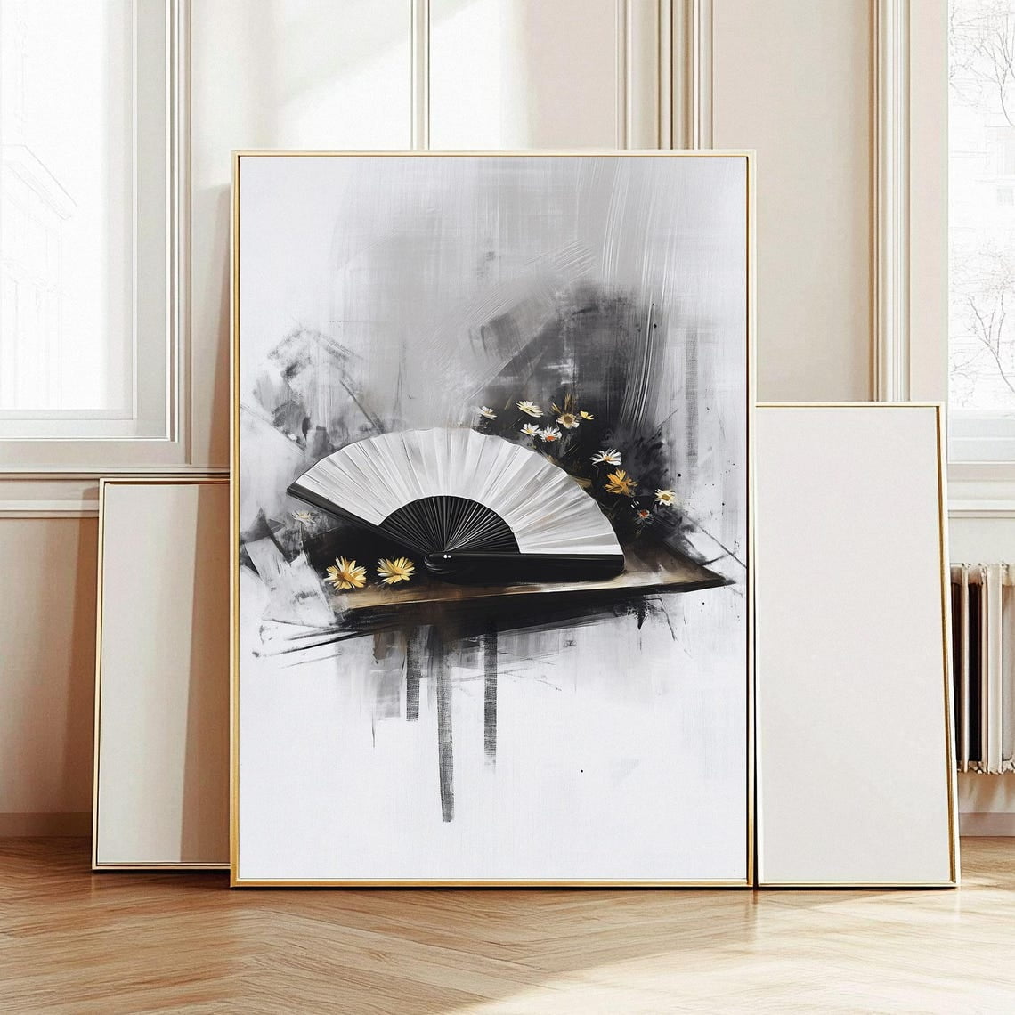 Kna Prints - 1 Pc Poster Japanese Fan Wall Art, Still Life Image ...