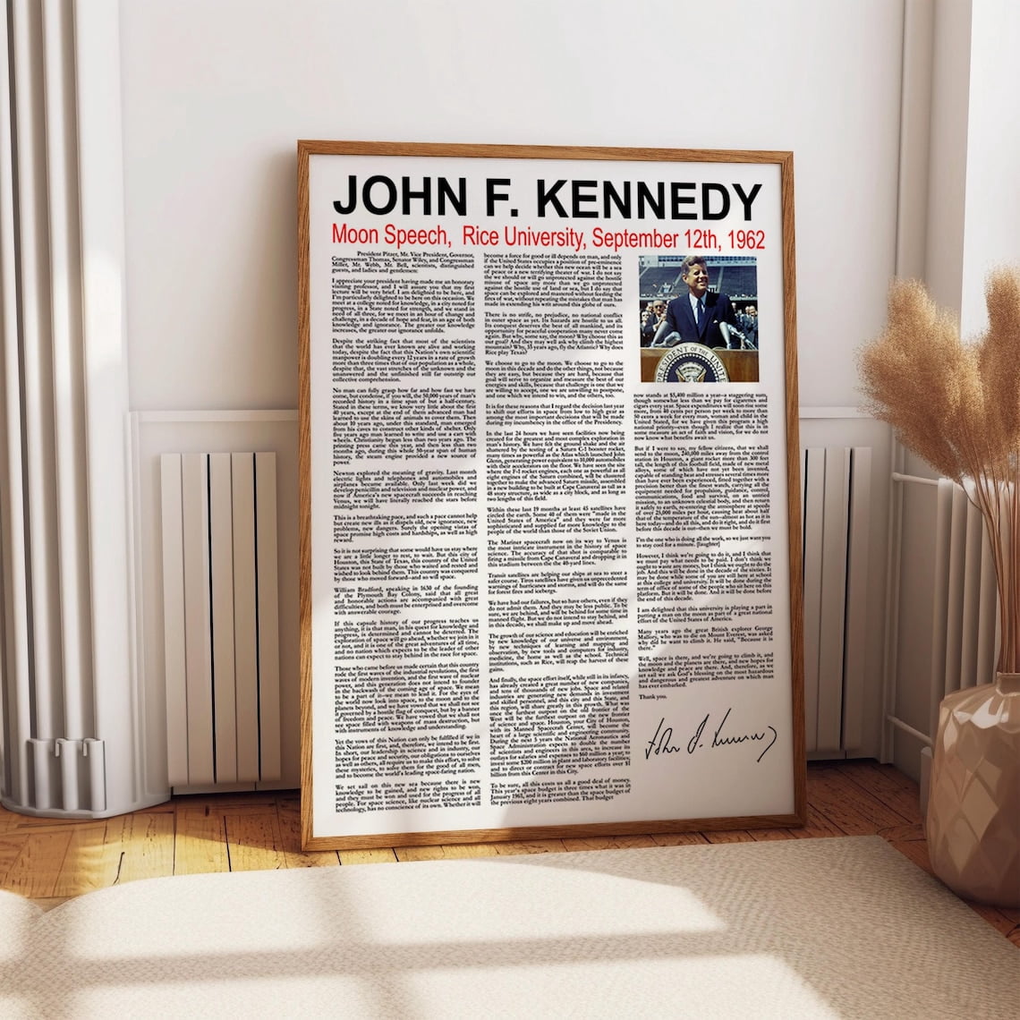Kna Prints - 1 Pc Poster Jfk Moon Speech We Choose To Go To The Moon ...
