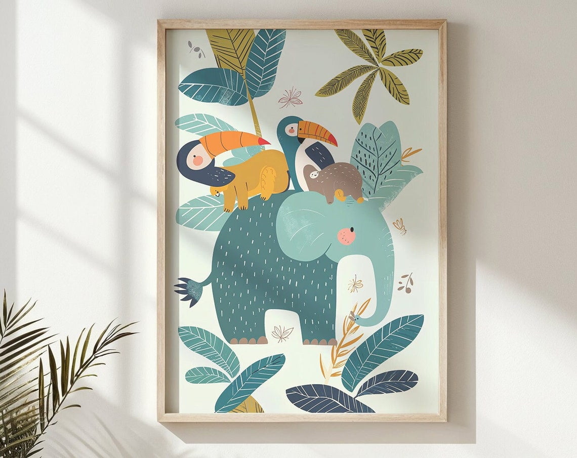 Kna Prints - 1 Pc Poster Jgle Animals Nursery Wall Art ~ Kids Room ...