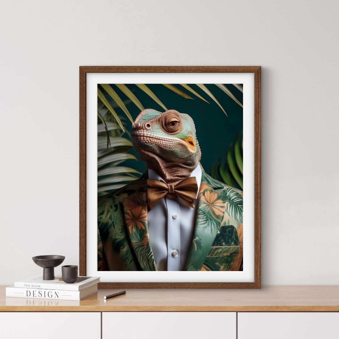 Kna Prints - 1 Pc Poster Jgle Chameleon In Suit, Ai Generated, Suit ...