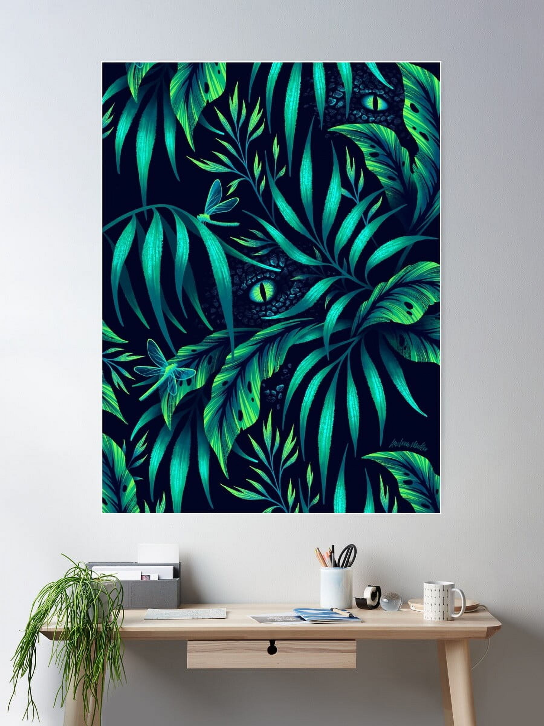 Kna Prints - 1 Pc Poster Jurassic Jgle Emerald Green, UNFRAMED-12x18 ...