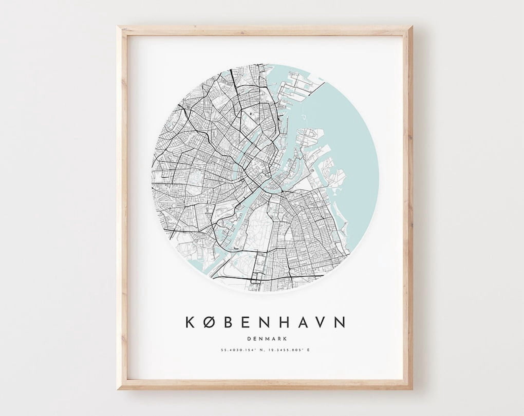 Kna Prints - 1 Pc Poster Kã¸Benhavn Map Print, Kã¸Benhavn Map City Wall ...