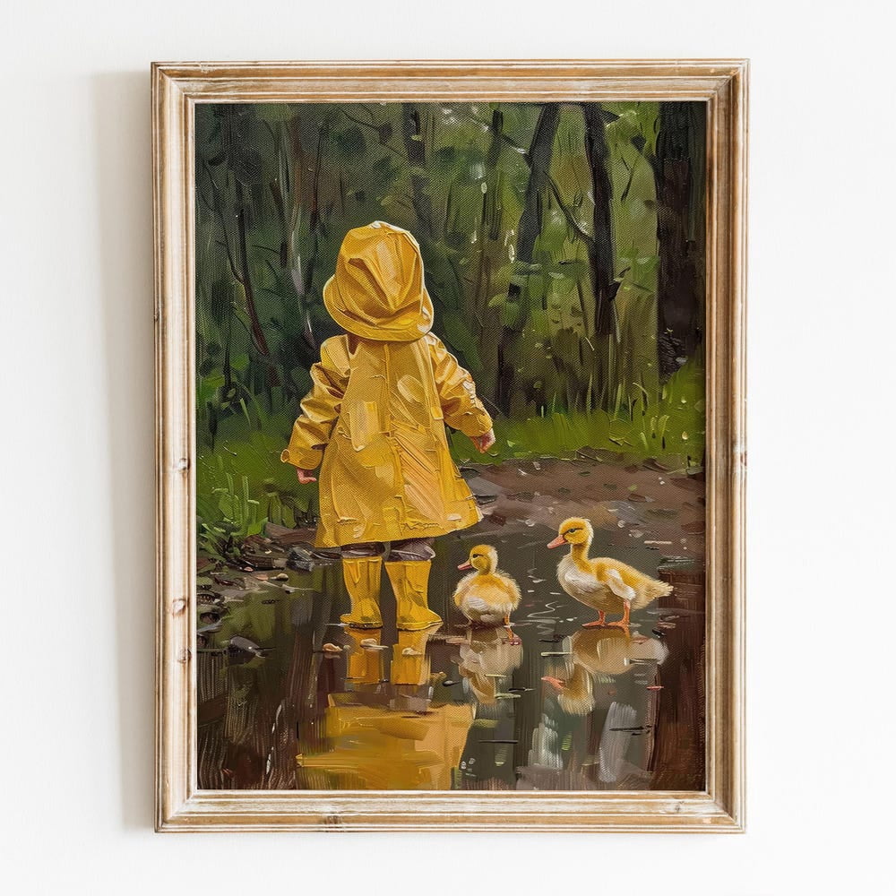 Kna Prints - 1 Pc Poster Kid And Baby Ducks Printable Wall Art, Fall ...