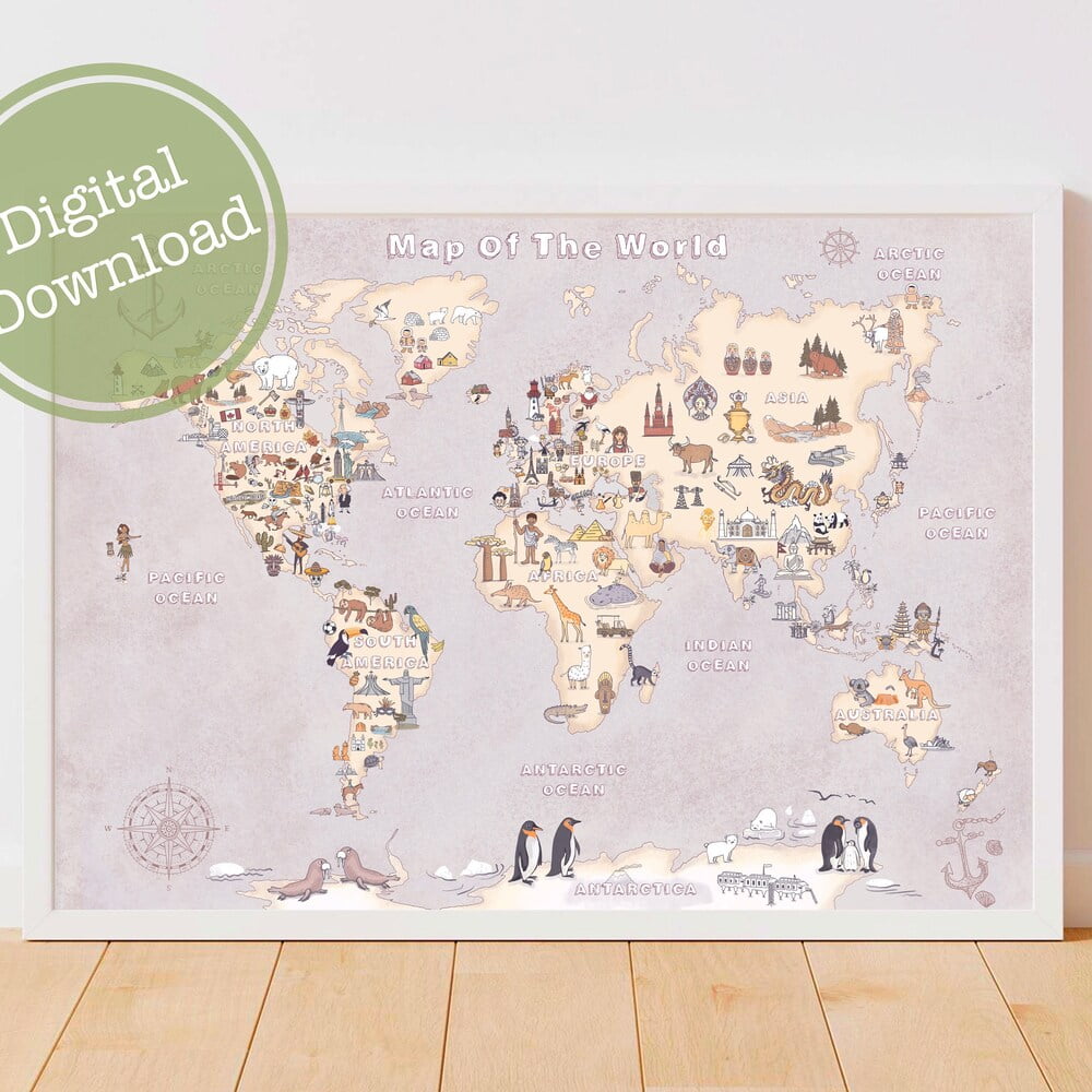 Kna Prints - 1 Pc Poster Kids World Map, Homeschool Educational Poster ...