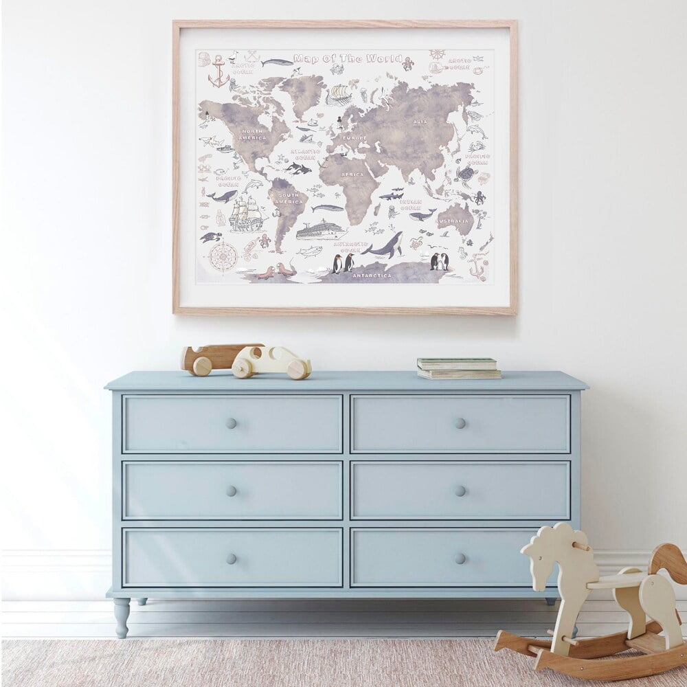 Kna Prints - 1 Pc Poster Kids World Map Poster Playroom Montessori Map ...
