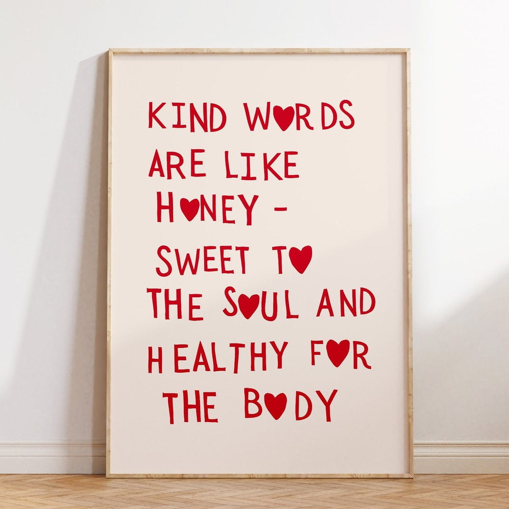Kna Prints - 1 Pc Poster Kind Words Are Like Honey Art Print Minimalist ...