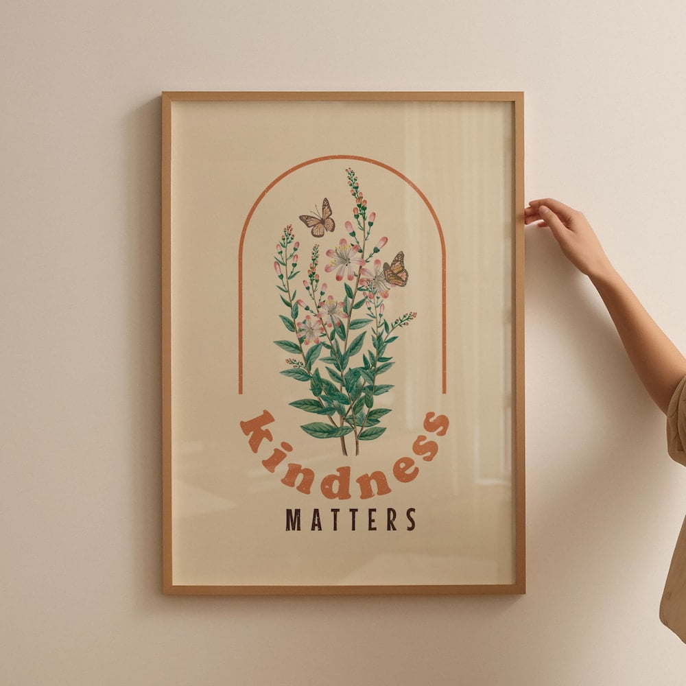 Kna Prints - 1 Pc Poster Kindness Matters Print Retro Quote Wall Print ...