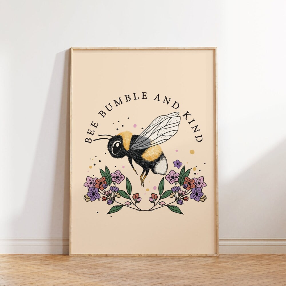 Kna Prints - 1 Pc Poster Kindness Wall Print Hand Drawn Bee Print Wall ...