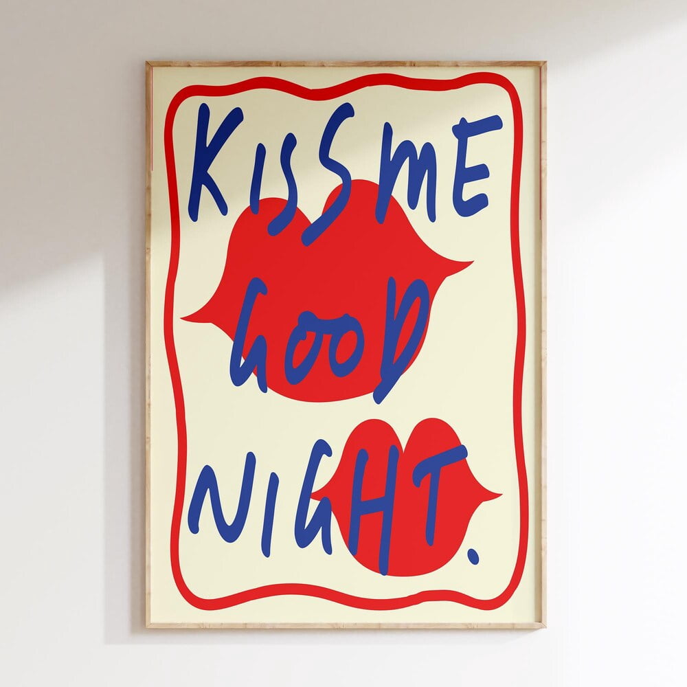 Kna Prints - 1 Pc Poster Kiss Me Good Night Wall Art Print, Sleepy ...