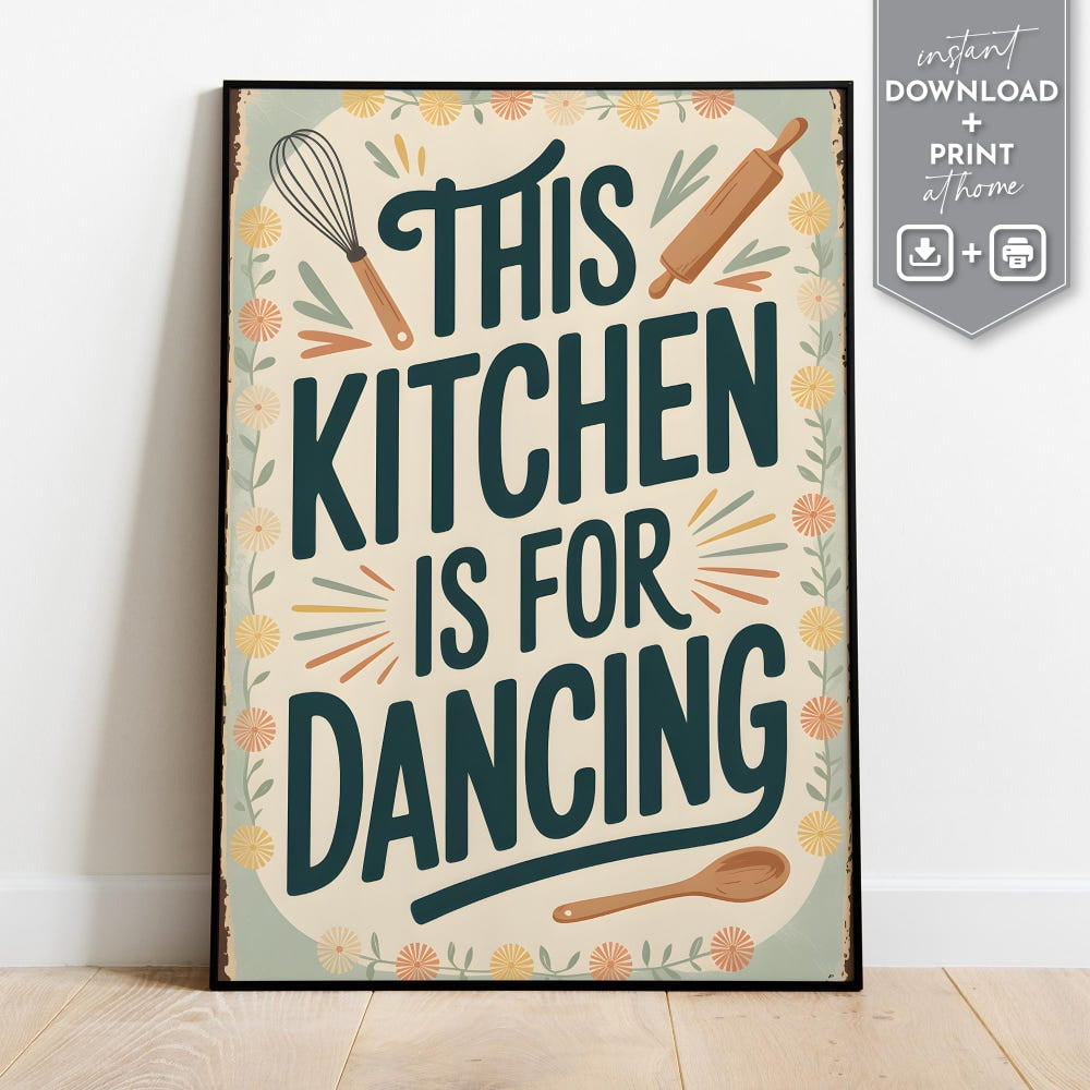 Kna Prints - 1 Pc Poster This Kitchen Is For Dancing - Vintage Kitchen ...