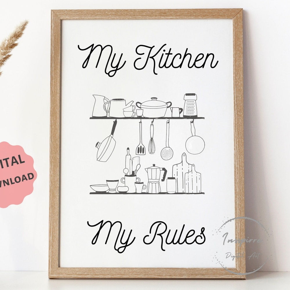 Kna Prints - 1 Pc Poster My Kitchen My Rules Printable, Funny Quote ...