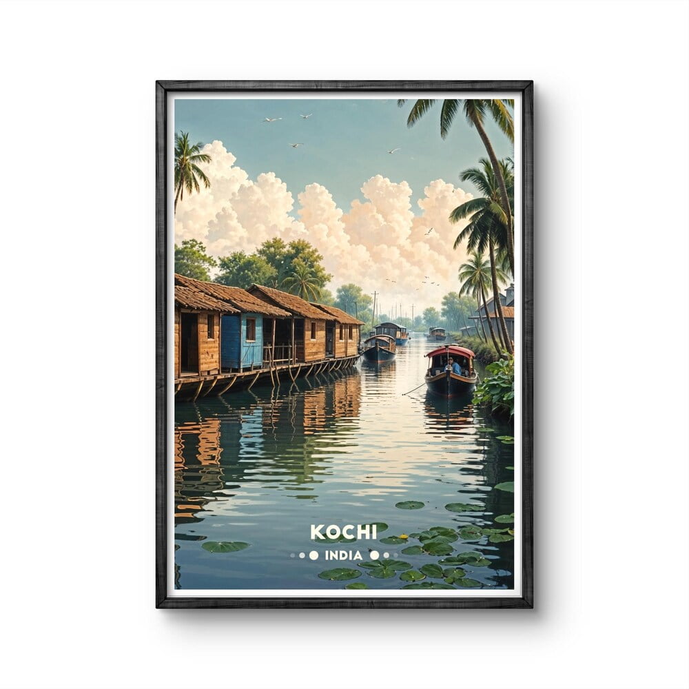 Kna Prints - 1 Pc Poster Kochi India Vintage Poster - Serene Backwater ...