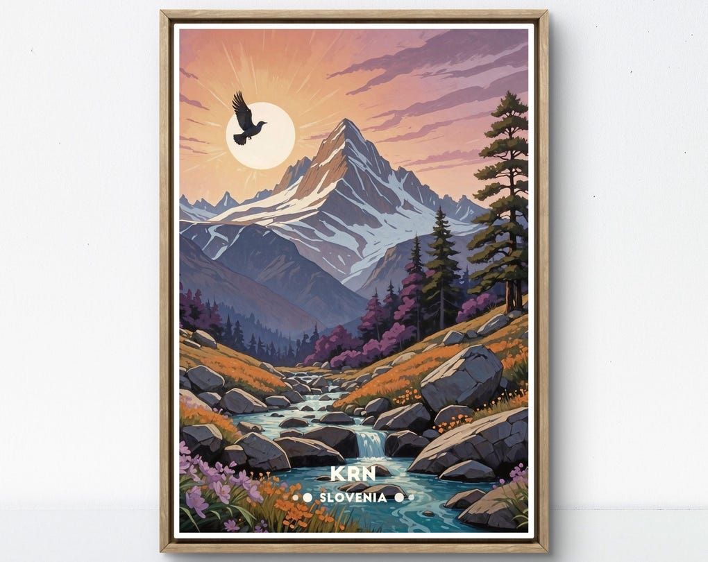 Kna Prints - 1 Pc Poster Krn Vintage Slovenia Landscape Art Print ...