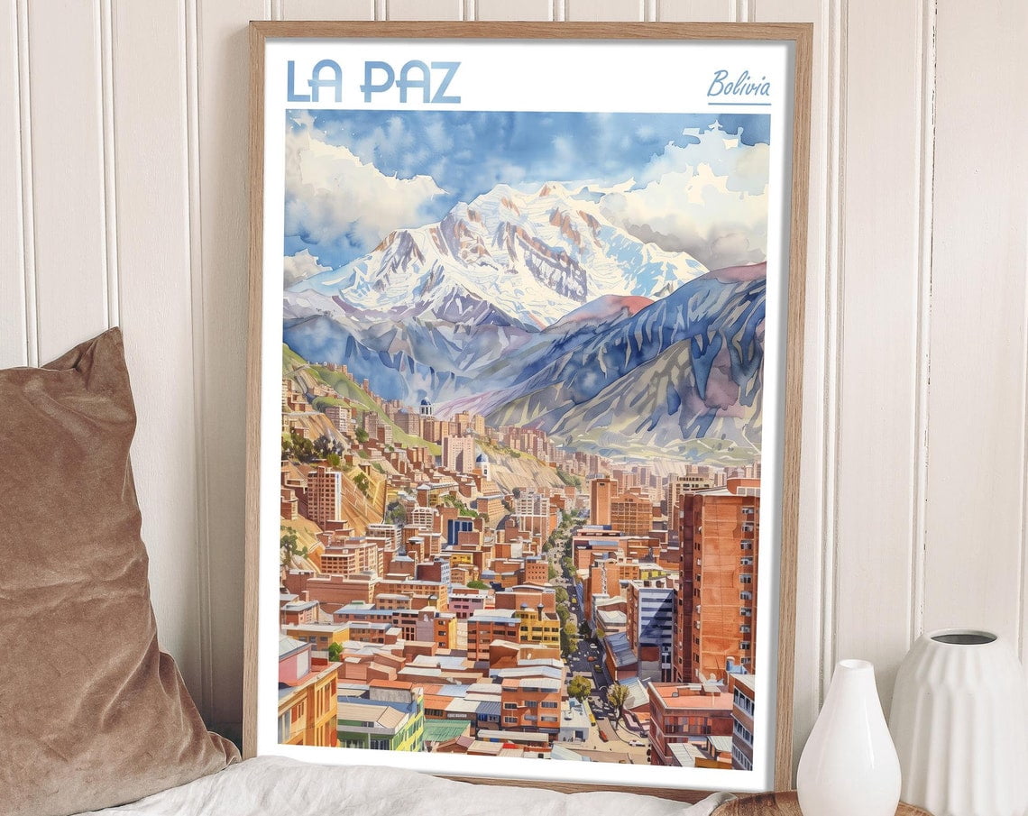 Kna Prints - 1 Pc Poster La Paz Bolivia Watercolor Travel , World ...
