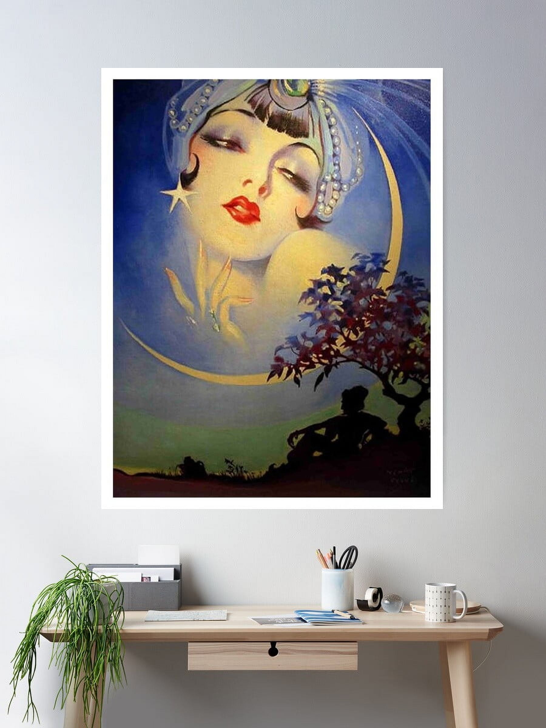 Kna Prints - 1 Pc Poster Lady In The Moon : Vintage 1927 Magazine ...