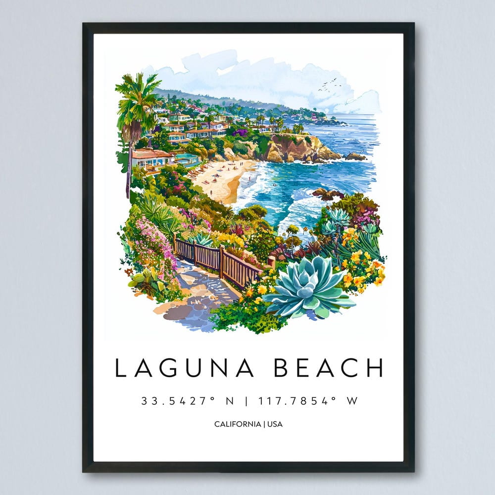Kna Prints - 1 Pc Poster Laguna Beach Watercolor Poster Laguna Beach ...