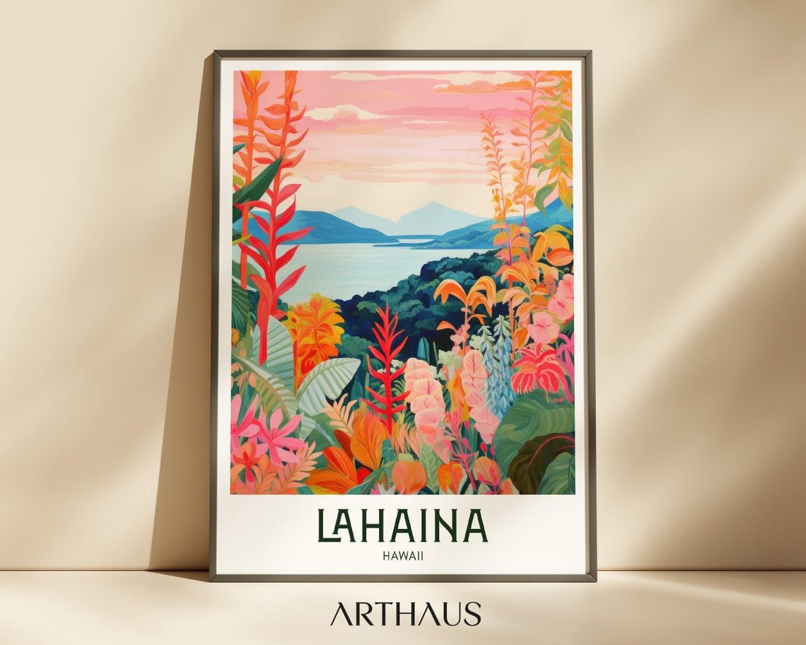 Kna Prints - 1 Pc Poster Lahaina Maui Travel Retro Wall Art Maximalist ...