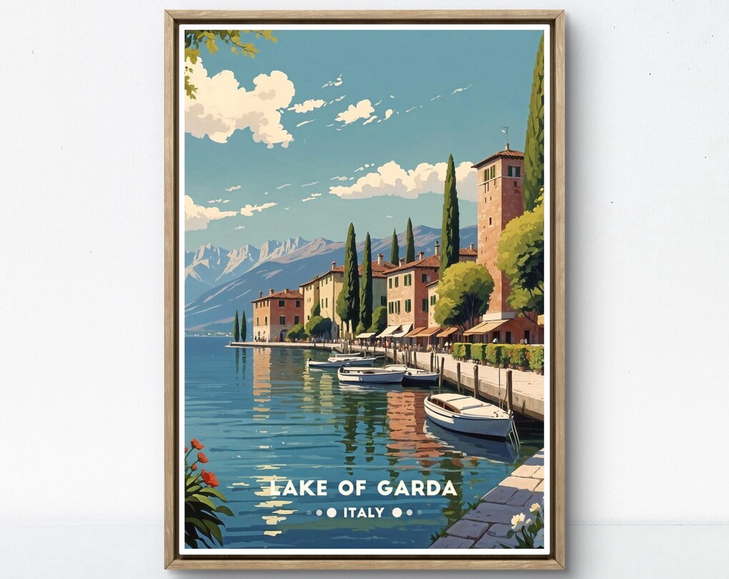 Kna Prints - 1 Pc Poster Lake Garda Vintage Italy Waterfront Art Scenic ...