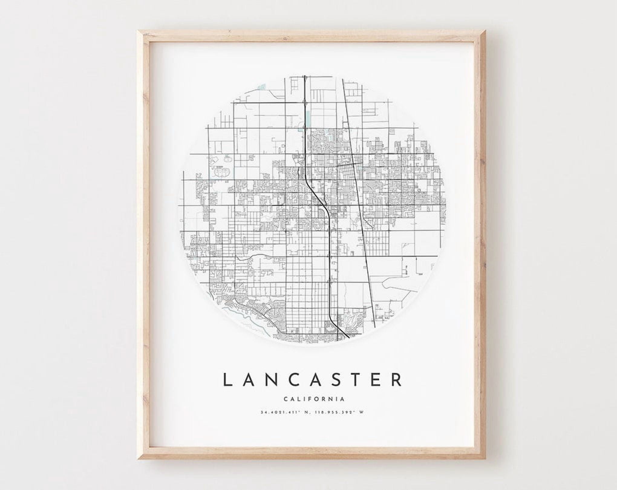 Kna Prints - 1 Pc Poster Lancaster Map Print, Lancaster Map City Wall ...