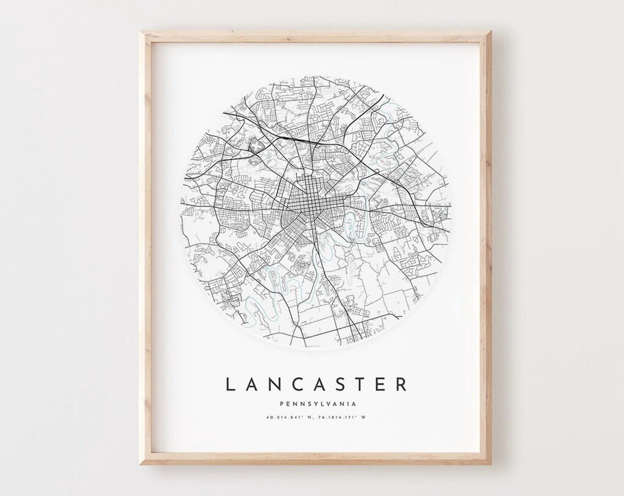 Kna Prints - 1 Pc Poster Lancaster Map Print, Lancaster Map City Wall ...