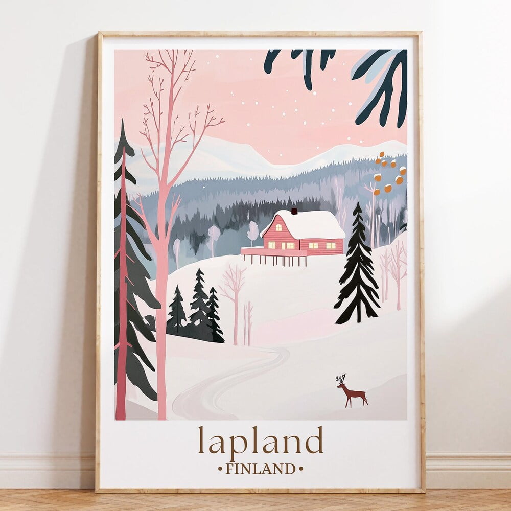 Kna Prints - 1 Pc Poster Lapland Winter Art Print, Arctic Travel Poster ...