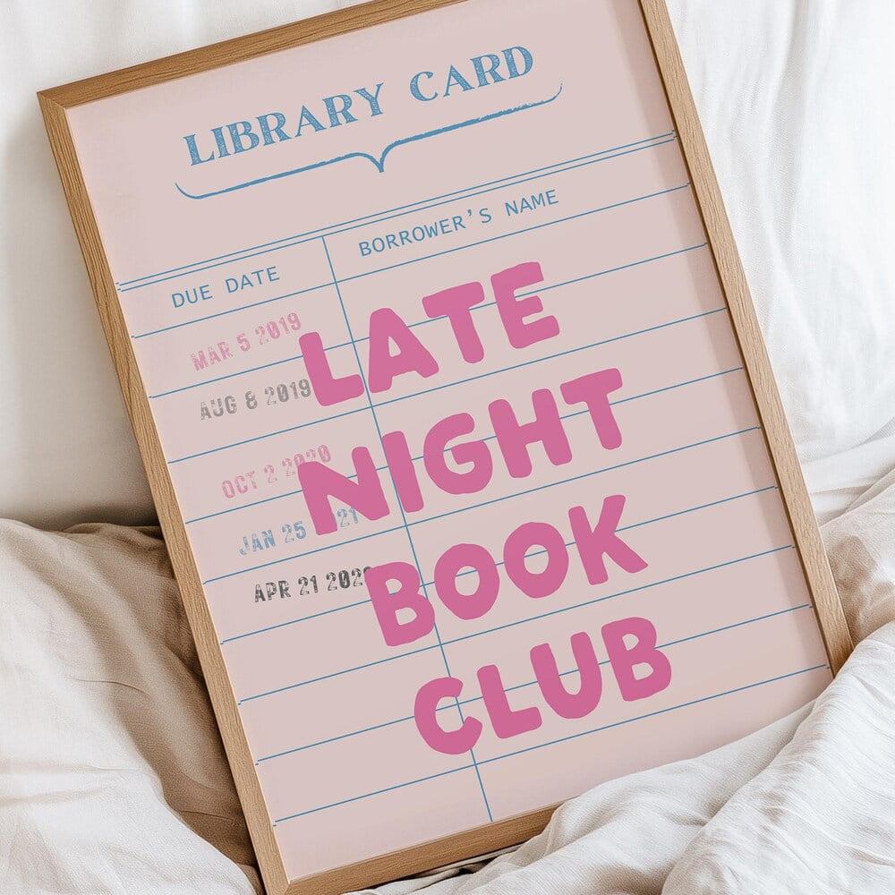 Kna Prints - 1 Pc Poster Late Night Book Club Print | Trendy Bookish ...