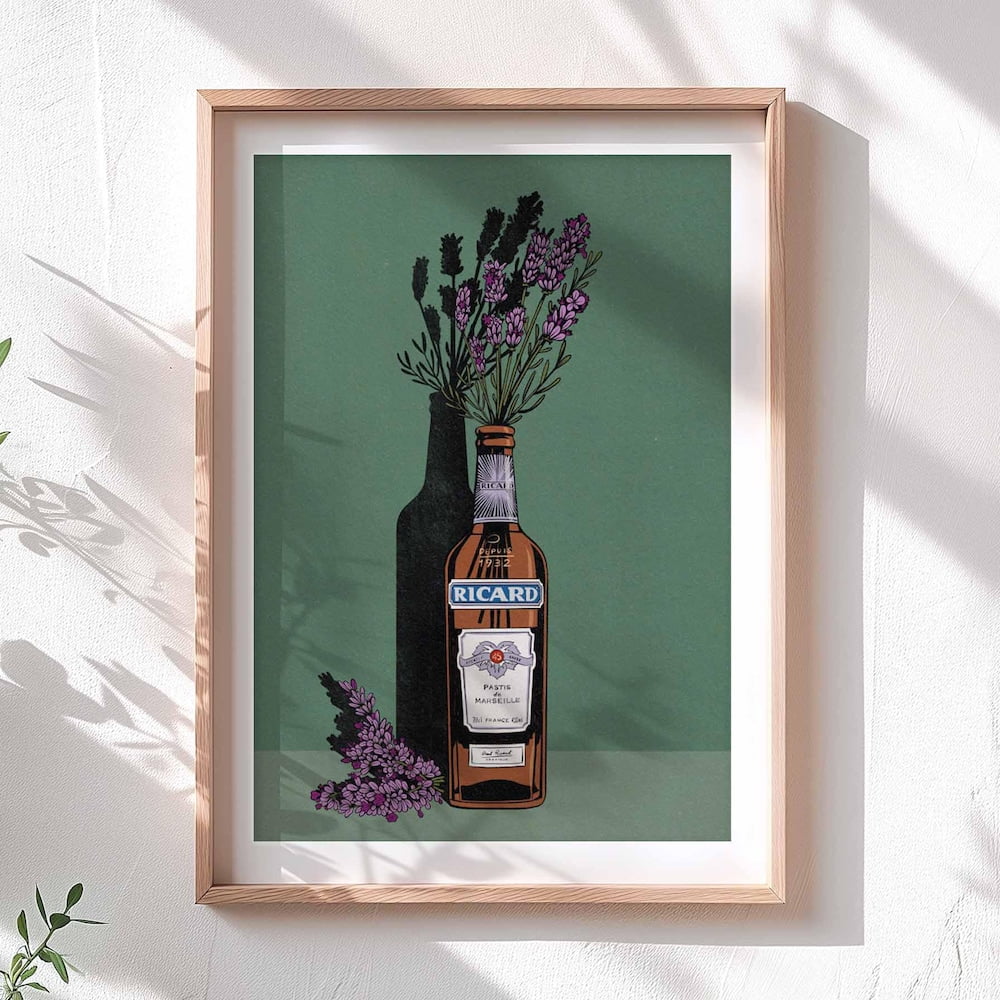 Kna Prints - 1 Pc Poster Lavender & Ricard Pastis Wall Art Illustration ...