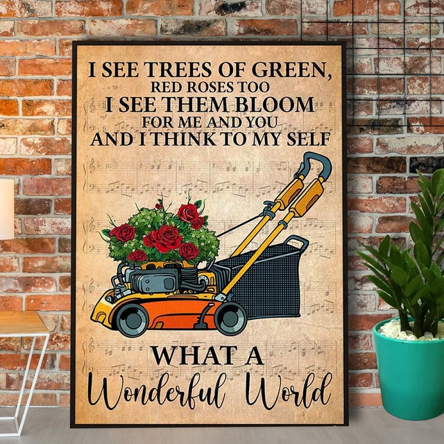 Kna Prints - 1 Pc Poster Lawn Mower What A Wonderful World, UNFRAMED ...