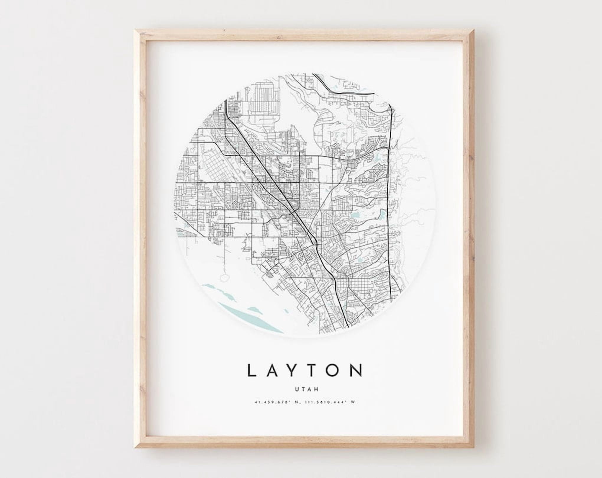 Kna Prints - 1 Pc Poster Layton Map Print, Layton Map City Wall Art, Ut ...