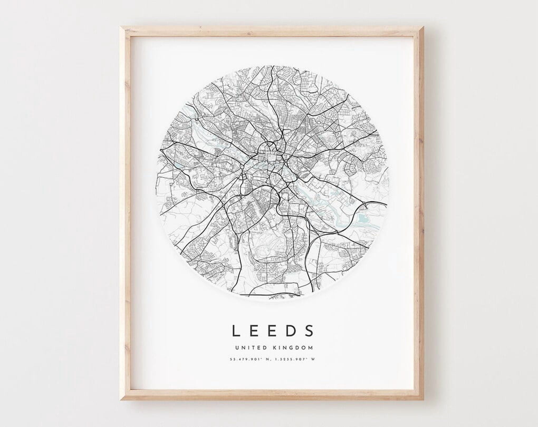 Kna Prints - 1 Pc Poster Leeds Map Print, Leeds Map City Wall Art ...