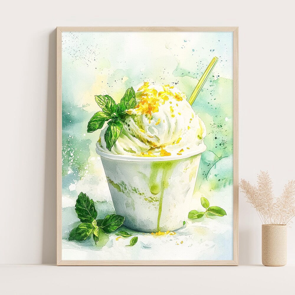 Kna Prints - 1 Pc Poster Lemon Mint Gelato Watercolor Print – Summer ...