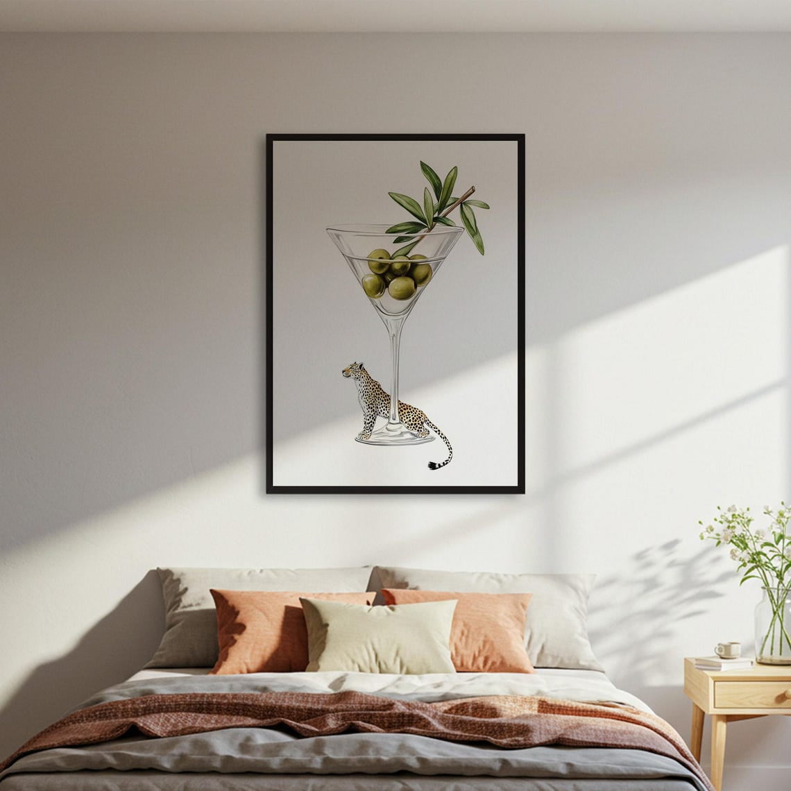 Kna Prints - 1 Pc Poster Leopard In Martini Glass Wall Art Print, Ique ...