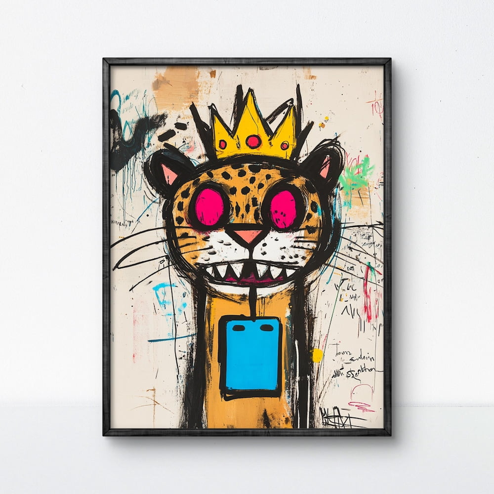 Kna Prints - 1 Pc Poster Leopard Poster Crowned Graffiti Art Print ...