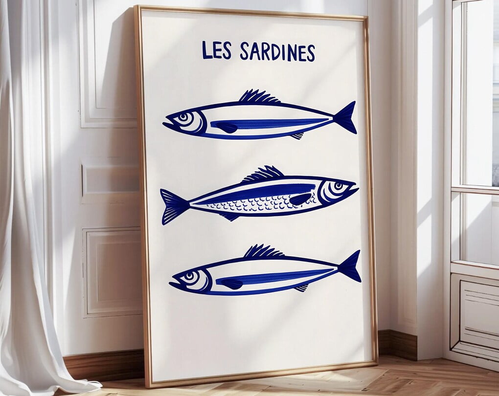 Kna Prints - 1 Pc Poster Les Sardines Print Coastal Wall Art Prints ...