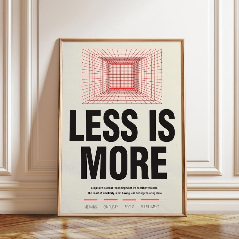 Kna Prints - 1 Pc Poster Less Is More Typographyminimalist Modern Wall ...