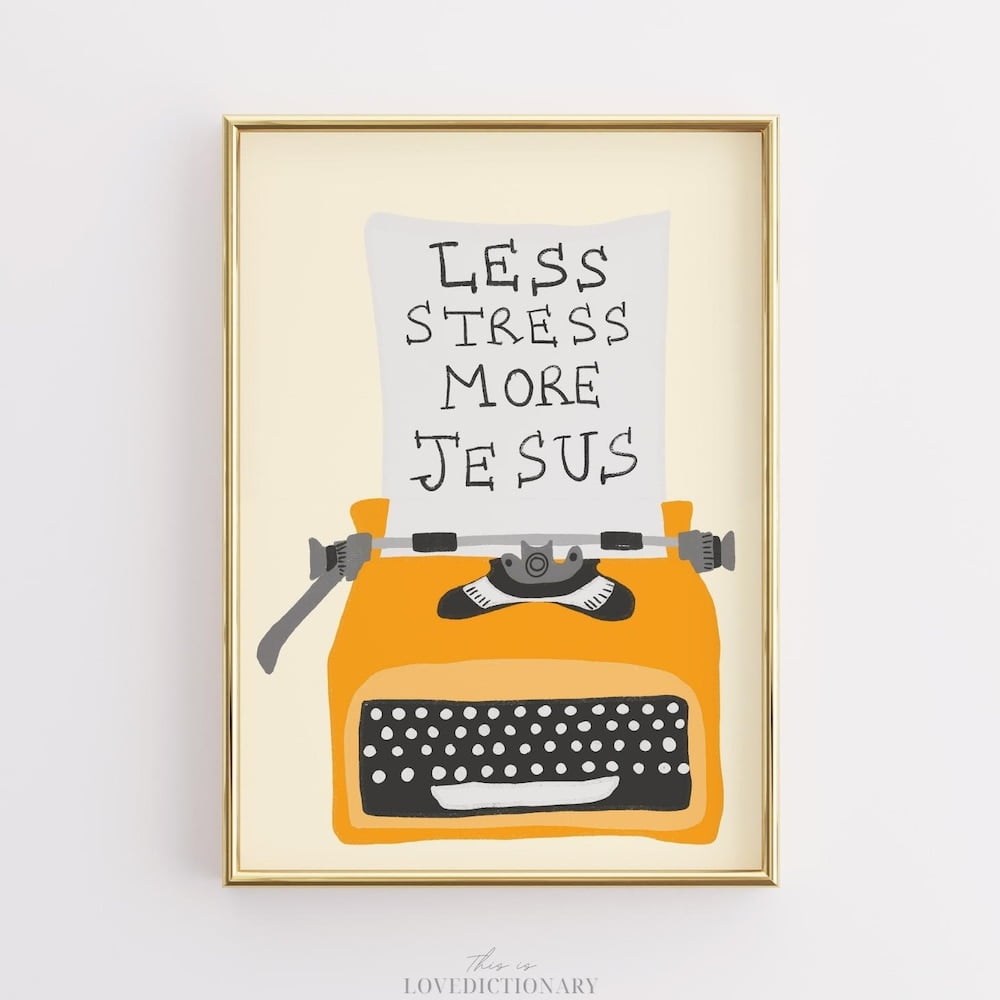 Kna Prints - 1 Pc Poster Less Stress More Jesus Wall Art, Funny ...