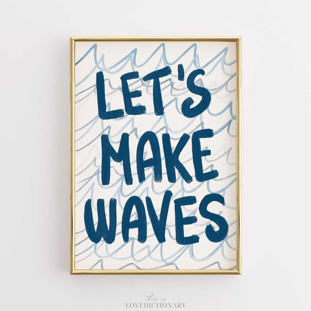 Kna Prints - 1 Pc Poster Let’S Make Waves Wall Art, Bold Beach ...