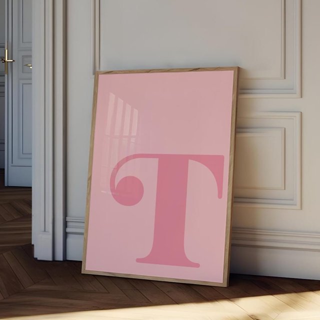 Kna Prints - 1 Pc Poster Letter T Poster, Pink Alphabet Letter Print ...