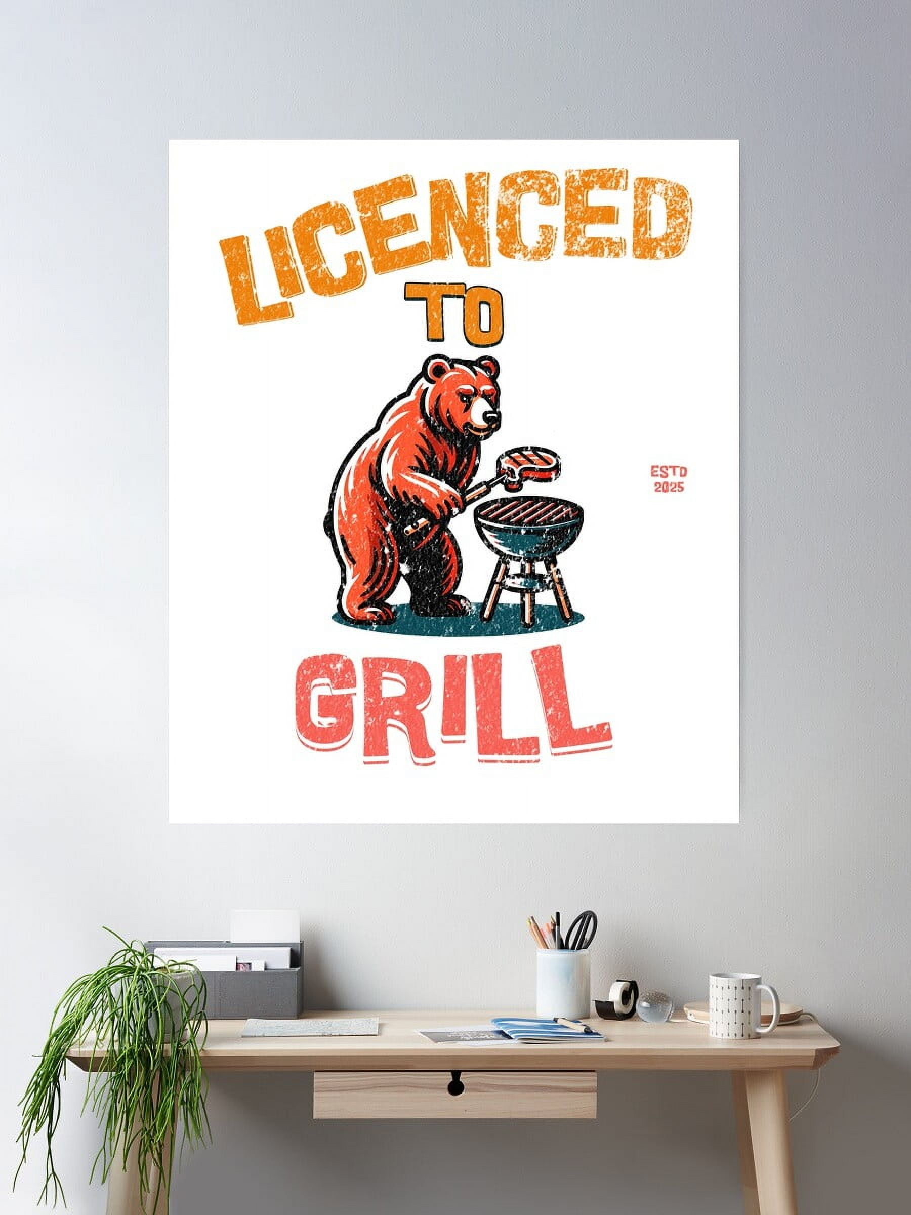 Kna Prints - 1 Pc Poster License To Grill Cookout Apron Fny Backyard ...
