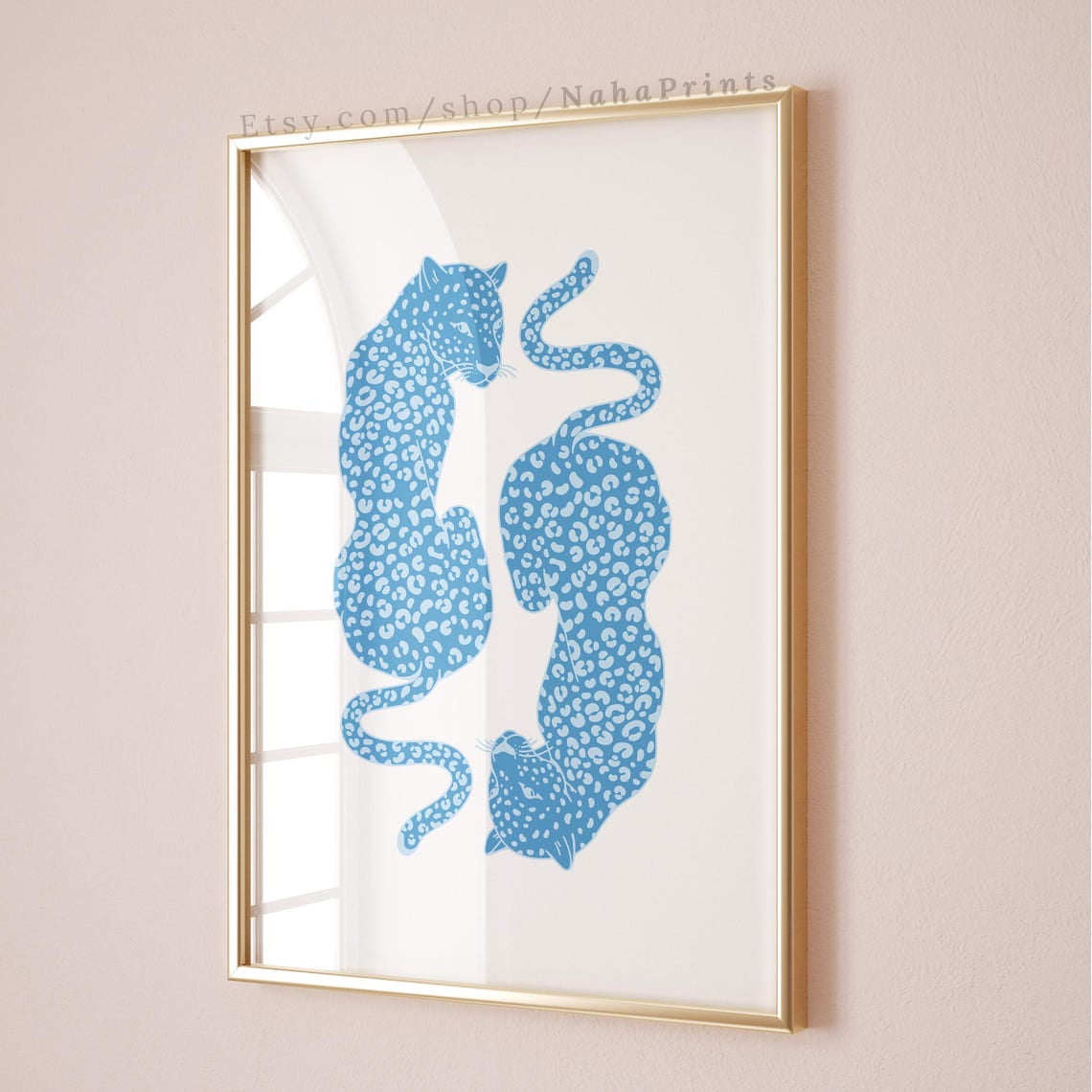 Kna Prints - 1 Pc Poster Light Blue Cheetah Print, Trendy Blue Wall Art, Cheetah , Apartment ...