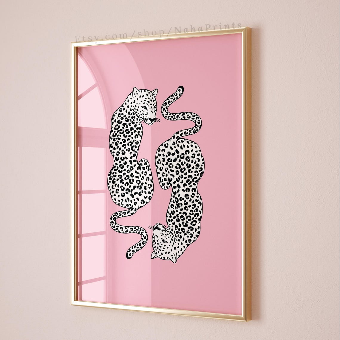 Kna Prints - 1 Pc Poster Light Pink Cheetah Print, Trendy Light Pink ...