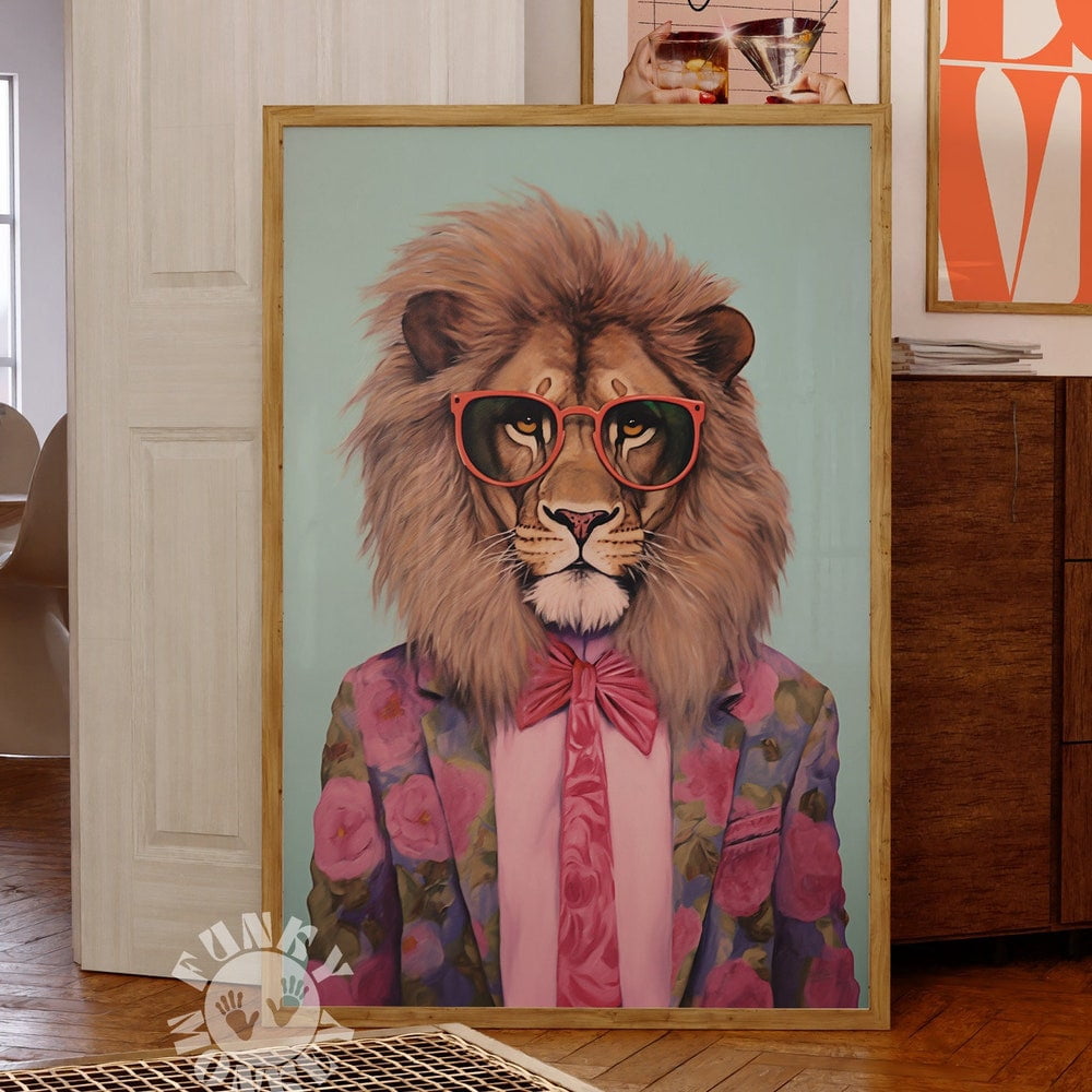Kna Prints - 1 Pc Poster Lion Art Print, Fashion Animal Print, Preppy ...