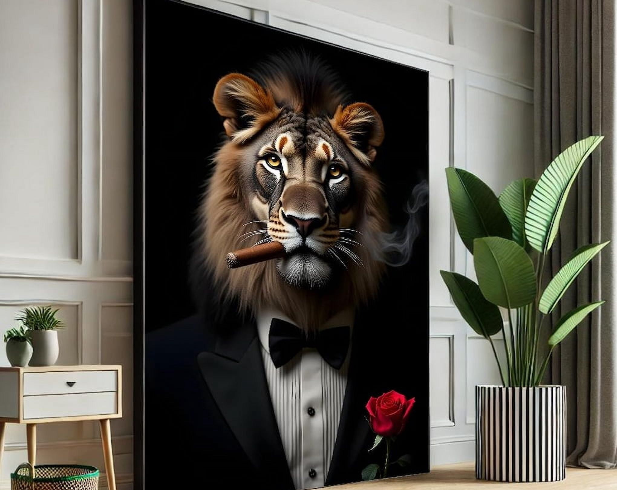 Kna Prints - 1 Pc Poster Lion In Tuxedo Wall Art Print Smoking Lion ...