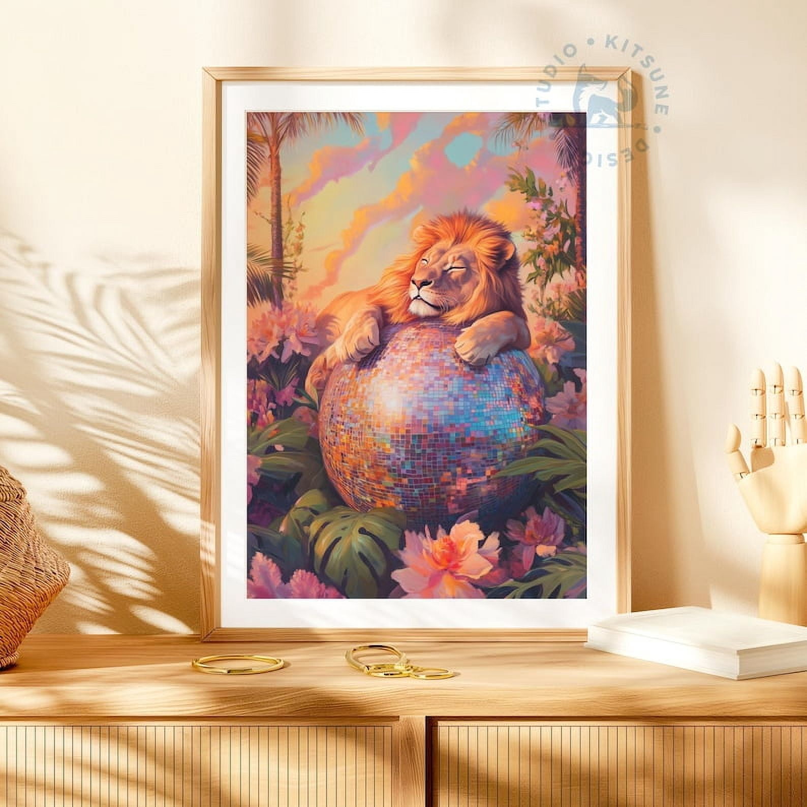 Kna Prints - 1 Pc Poster Lion Sleeping Disco Ball Wall Art, Jgle ...