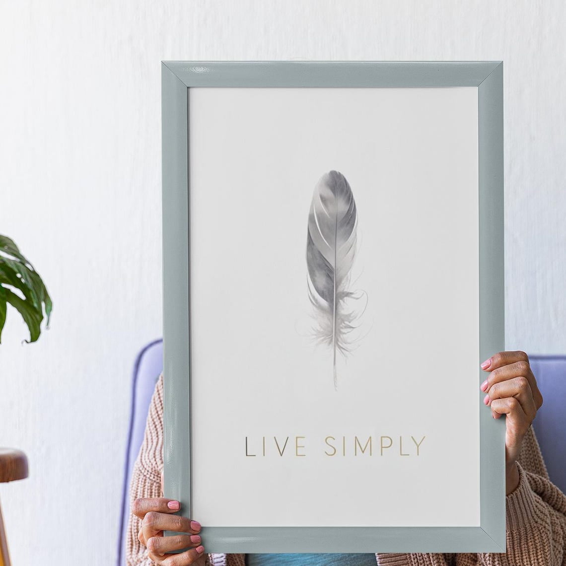 Kna Prints - 1 Pc Poster Live Simply Minimalist Feather Wall Art ...