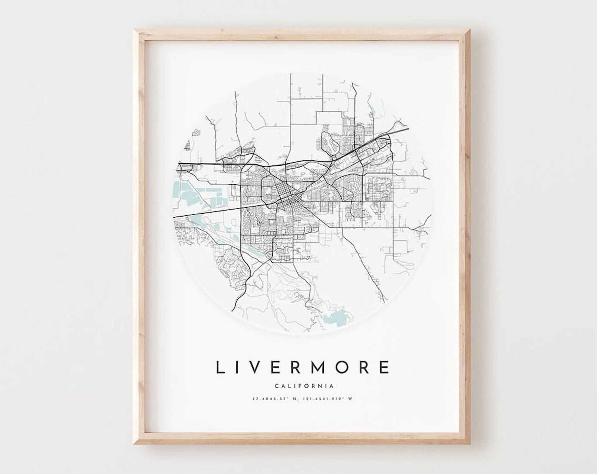 Kna Prints - 1 Pc Poster Livermore Map Print, Livermore Map City Wall ...