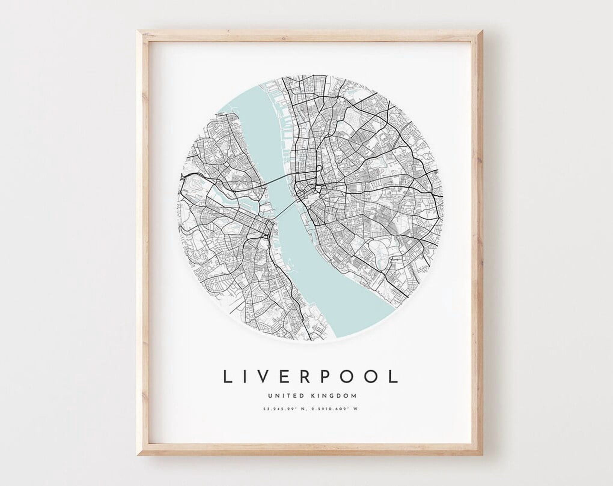 Kna Prints - 1 Pc Poster Liverpool Map Print, Liverpool Map City Wall ...