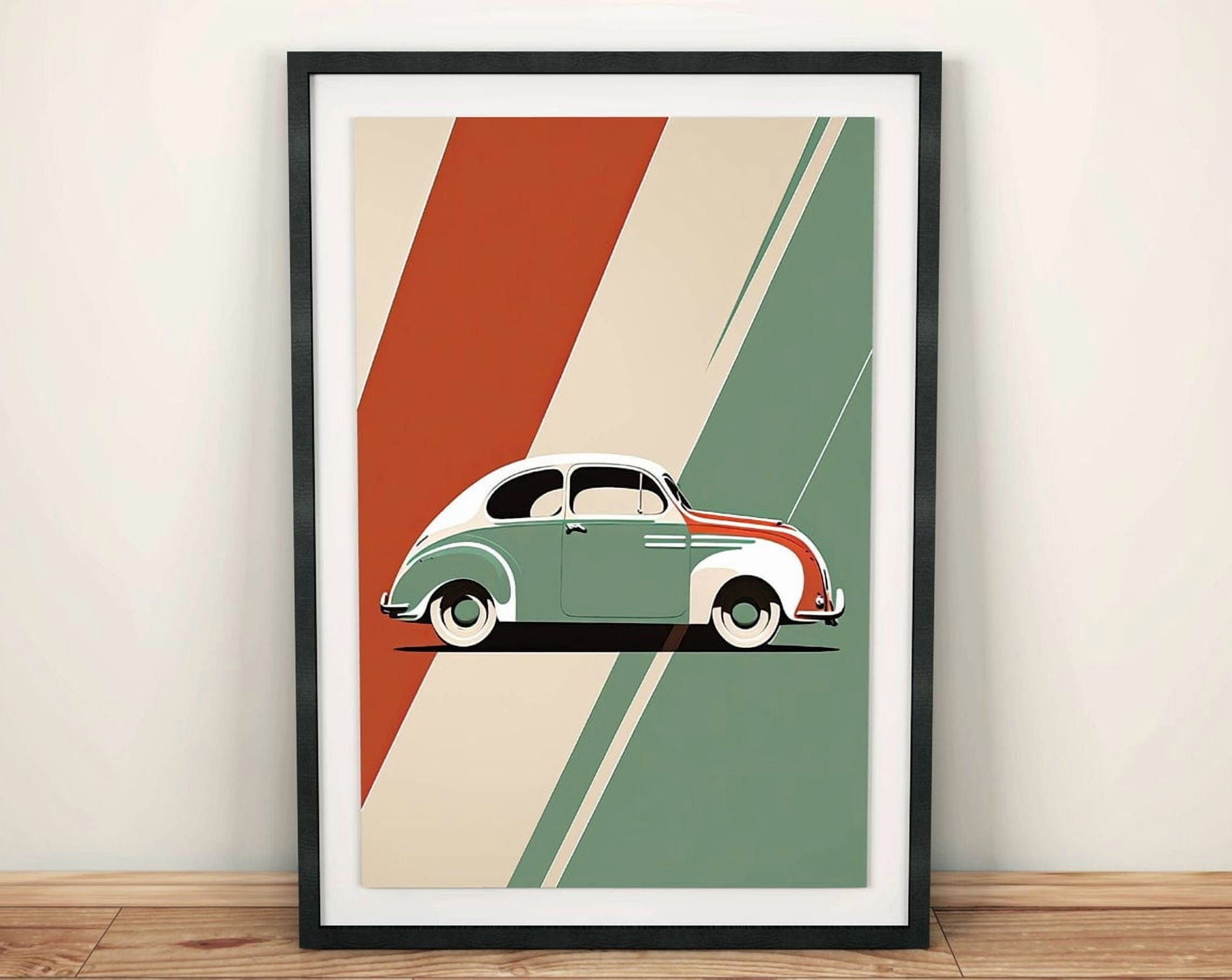 Kna Prints - 1 Pc Poster Living Room Decor Vintage Look Retro Car Green ...